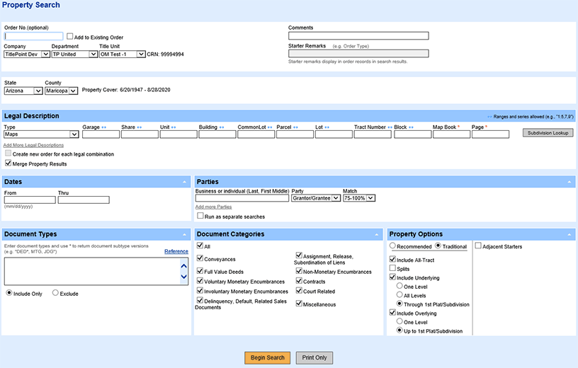 Property Search Screen